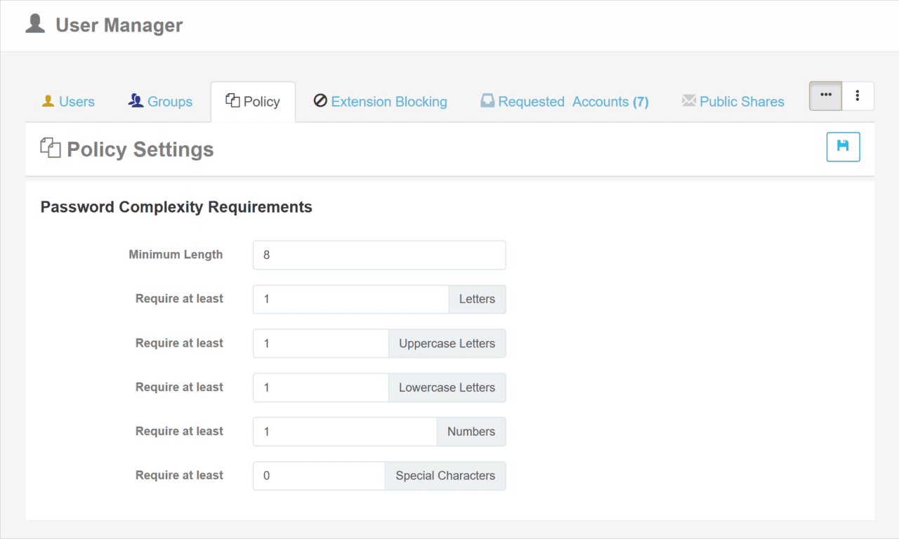 Password Policy Settings | Cerberus FTP Server